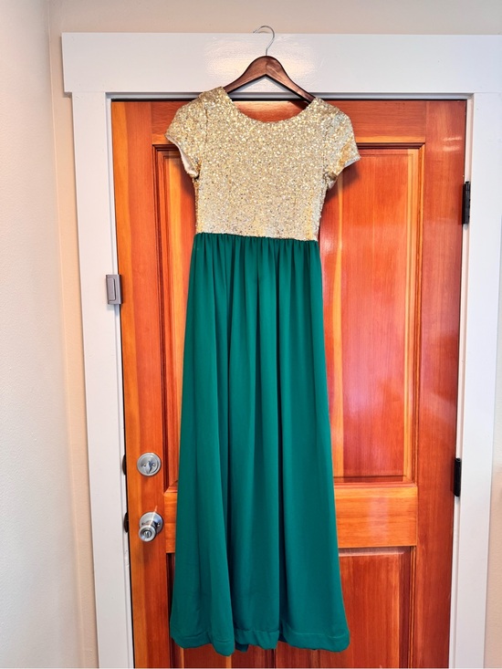 Dresses | Gold Sequin Top Green Skirt Maxi Dress | Poshmark